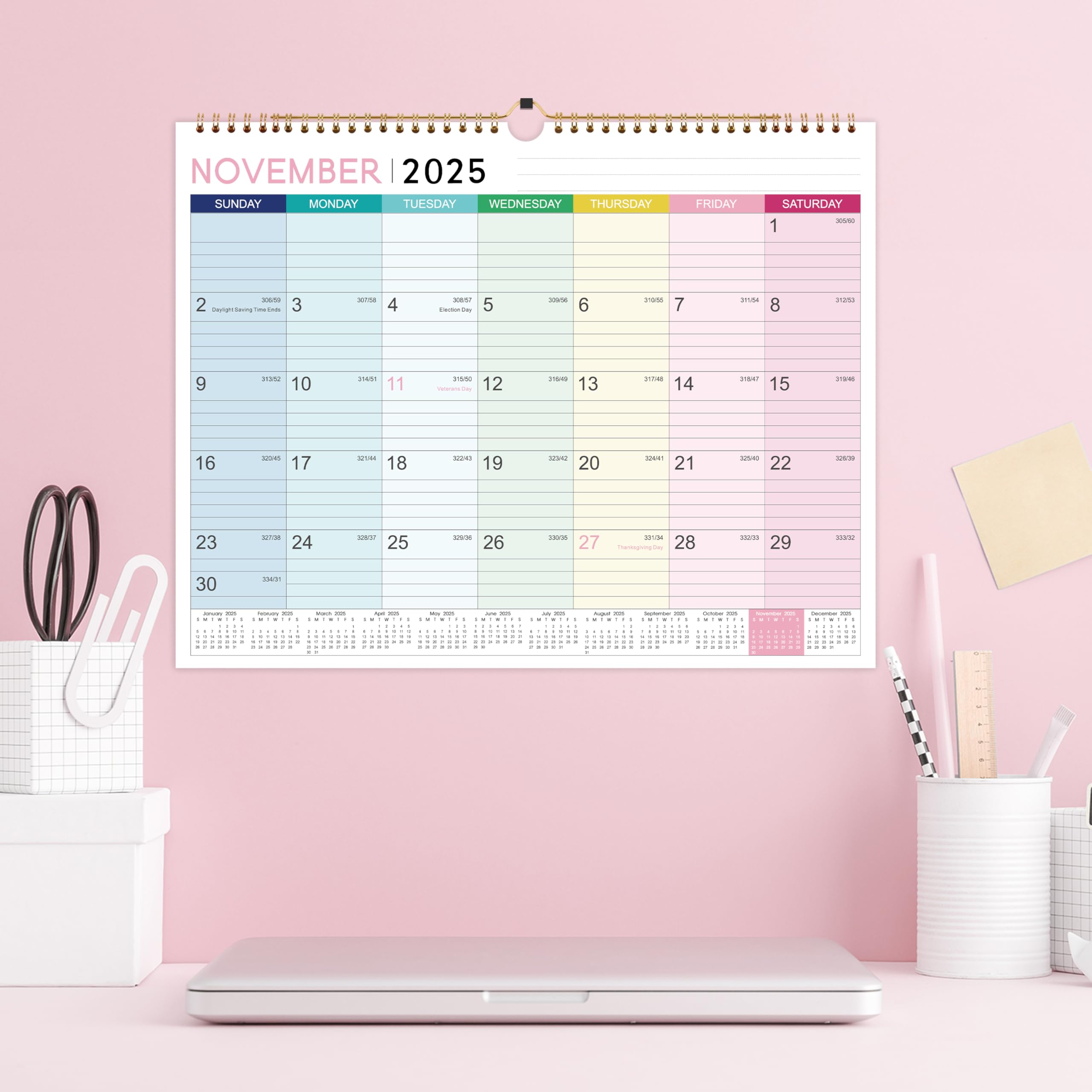 2025-2026 Calendar - Wall Calendar 2025-2026, March 2025 - August 2026, 18 Monthly Calendar with Thick Paper, 15" x 11.5", Hanging Hook - Colorful Lump