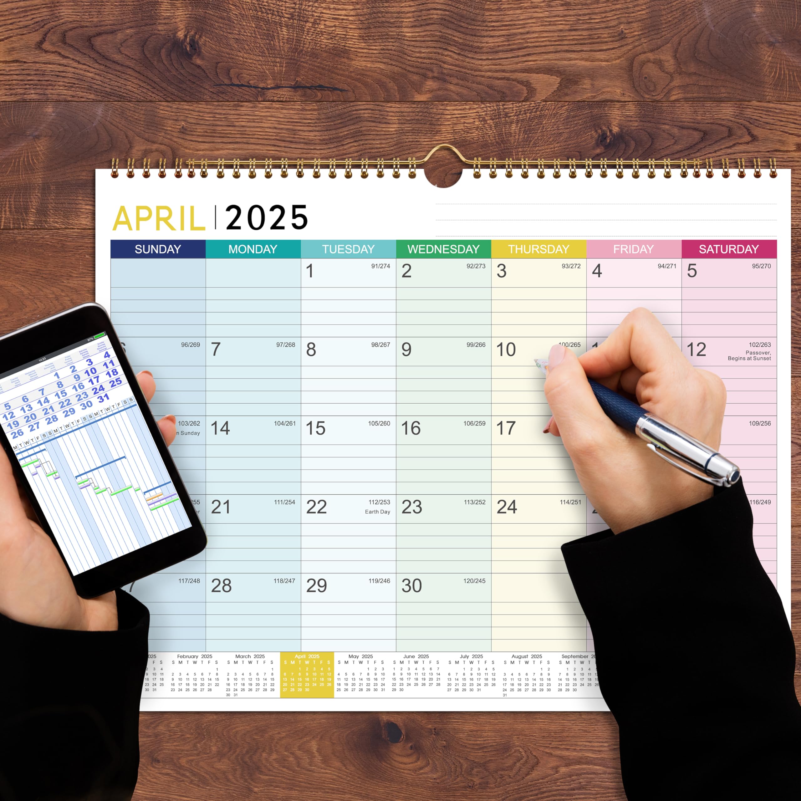 2025-2026 Calendar - Wall Calendar 2025-2026, March 2025 - August 2026, 18 Monthly Calendar with Thick Paper, 15" x 11.5", Hanging Hook - Colorful Lump