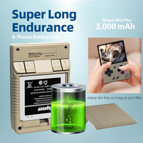 Miyoo Mini Plus White with 64G TF Card, 3.5 Inch IPS Game Console with Multi-emulators, Mini Retro Handheld Gifts for Children and Family, Nostalgic Game Machine Built in Games (White)