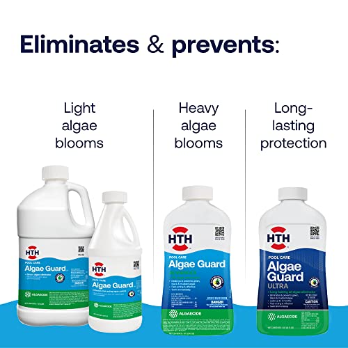 HTH Pool Care Algae Guard Advanced, Swimming Pool Chemical Kills & Prevents All Algae, Fast-Acting, 32 fl oz