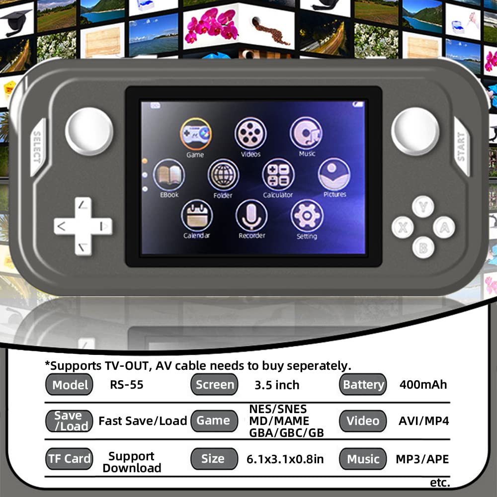 Handheld Game Console 3.5inch Mini Retro Gaming Player 700 Classic Games Rechargeable Game Consoles Box for Kids Boys Children (Gray)