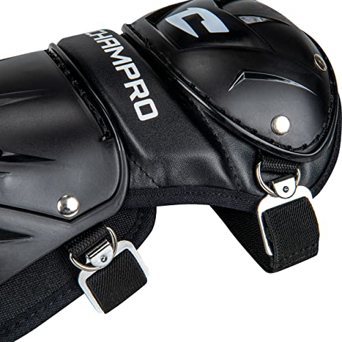CHAMPRO Optimus MVP Single Knee Baseball Catcher’s Leg Guards, 12" Shin Length, Black, CG112B