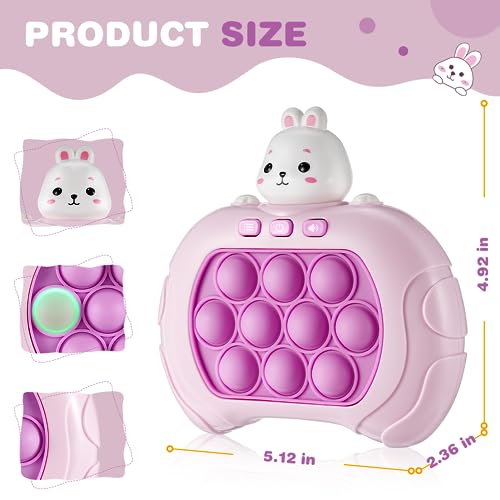 Ideashop Pop Fidget Game for Kids Adult, Handheld Quick Push Bubble Toy Light Up Game, 4 Modes, More Challenging Travel Portable Puzzle Game Machine, for Kids Birthday Gift (Rabbit)