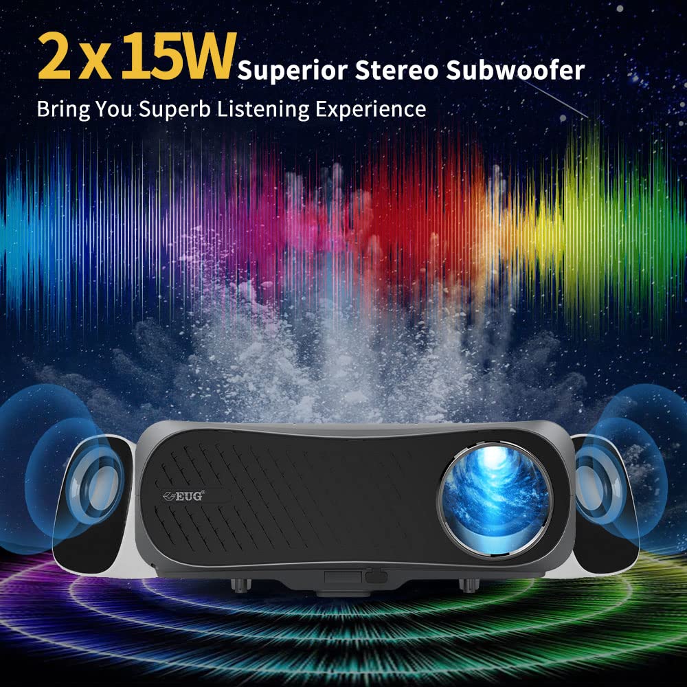 Native 1080P 2.4/5G WiFi Bluetooth Projector, 10000LM Ultra HD Outdoor Movie Projector Wireless iOS/Android Sync Screen & Zoom, 4K Home Theater Video Projector with HDMI/USB for Laptop DVD TV Stick PC