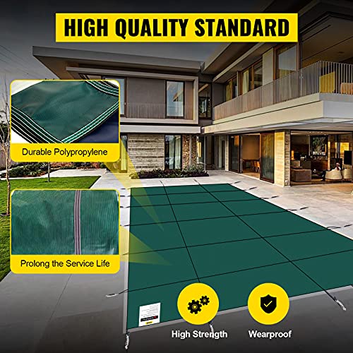 Happybuy Pool Safety Cover Fits 20x40ft Rectangle Inground Safety Pool Cover Green Mesh Solid Pool Safety Cover for Swimming Pool Winter Safety Cover