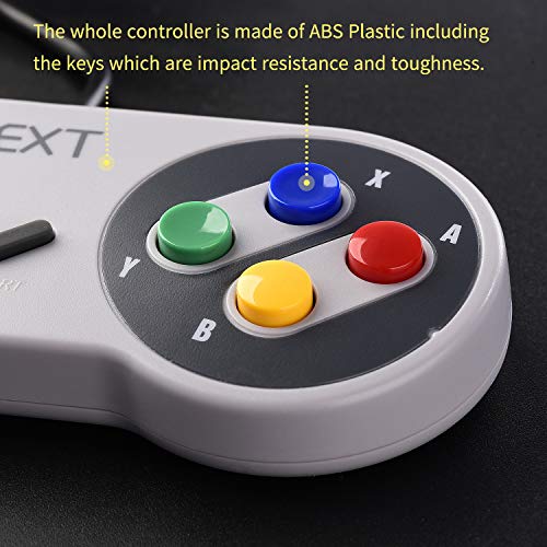 MODESLAB 2 Pack Wired USB SNES Controller - USB Gamepad Replacement for Windows PC MAC Linux Raspberry Pi - Easy Plug & Play - Compatible with SNES Games - Grey