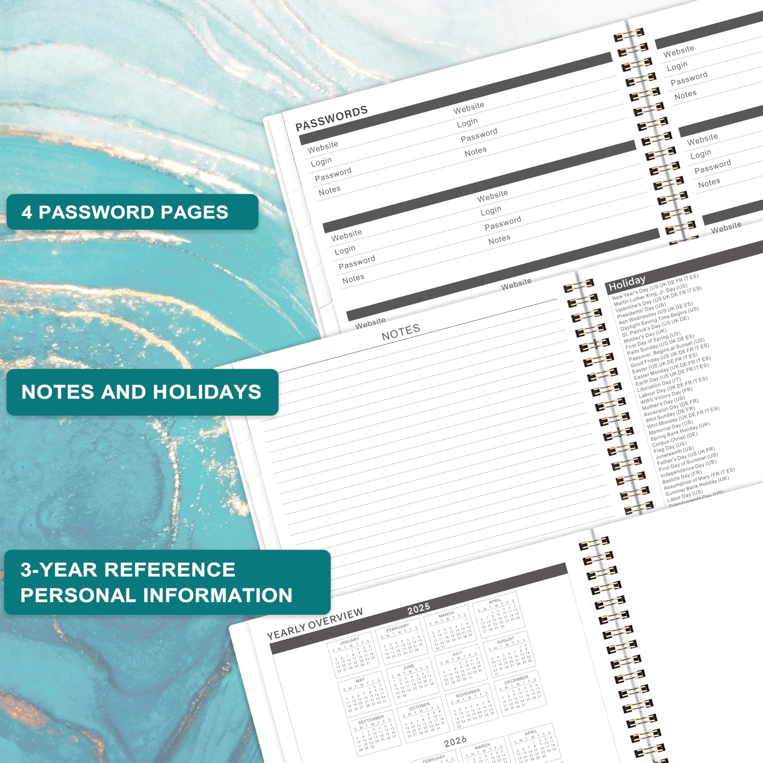 2025-2027 Monthly Planner/Calendar - Jul. 2025 - Jun. 2027, 9" x 11", 2025-2027 Calendar Spiral Bound, 2 Year Monthly Planner with Tabs