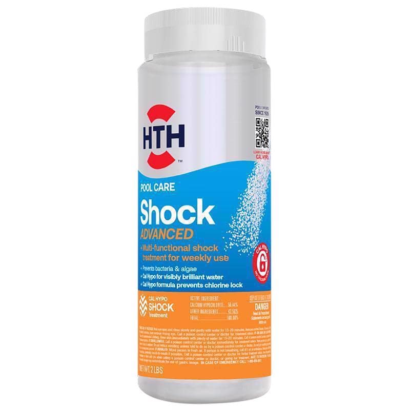 HTH Pool Care Shock Advanced, Swimming Pool Chemical Prevents Bacteria & Algae, Cal Hypo Formula, 2 lbs