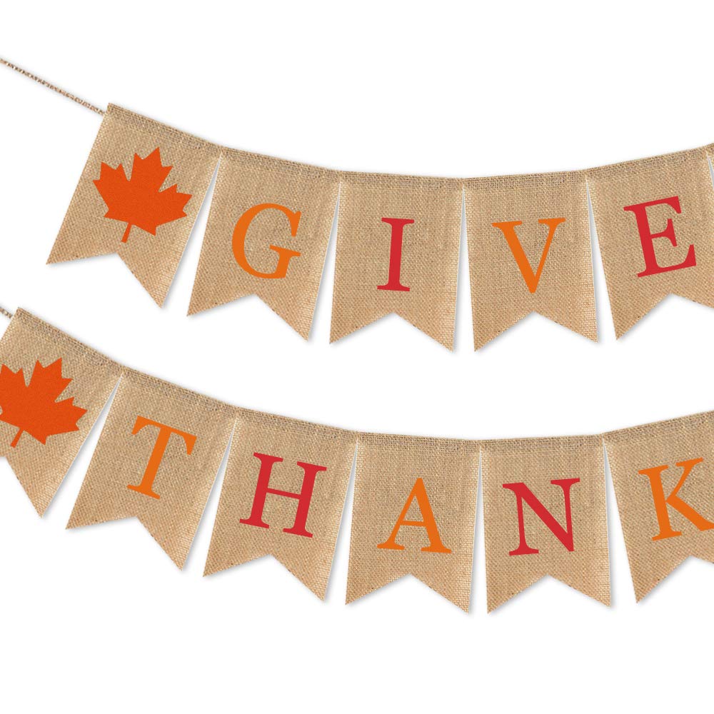 7-gost Burlap Autumn Give Thanks Banner Pumpkin Thanksgiving Day Colorful Garlands Decoration