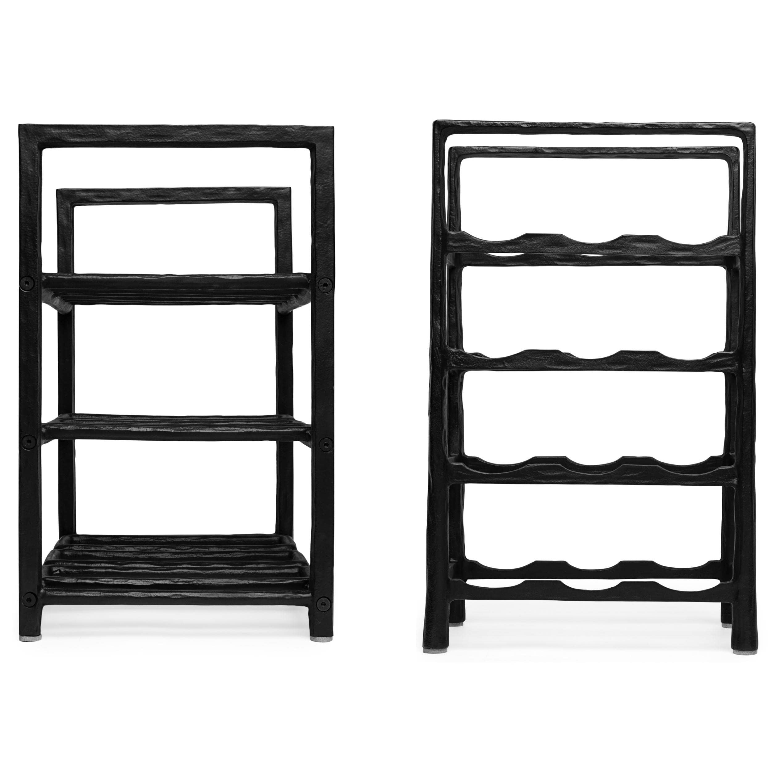 BIRDROCK HOME 12 Bottle Wine Rack - Free Standing Stand - Kitchen Countertop - Black Forged Metal - Vertical Shelf Storage Cabinet - Holder