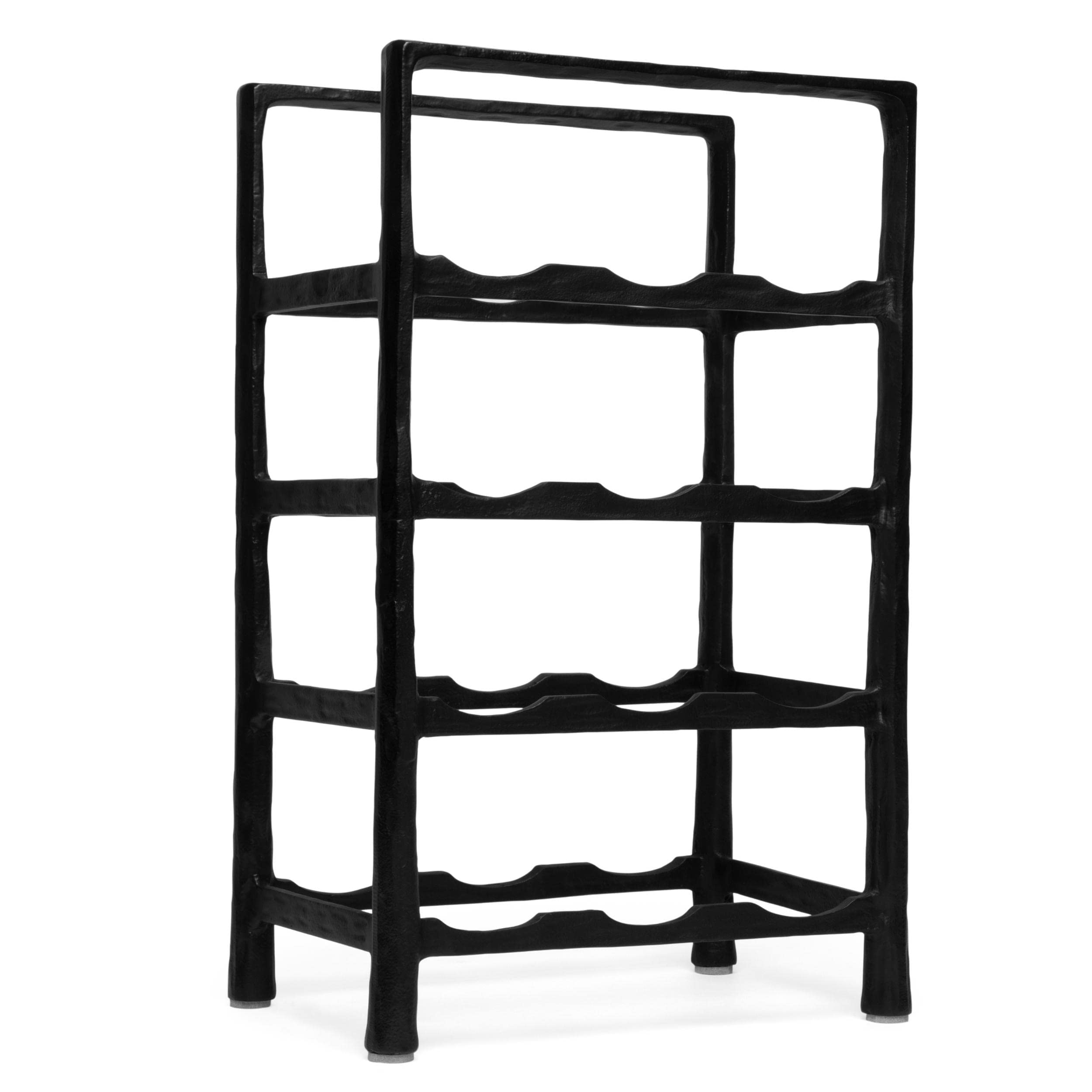 BIRDROCK HOME 12 Bottle Wine Rack - Free Standing Stand - Kitchen Countertop - Black Forged Metal - Vertical Shelf Storage Cabinet - Holder