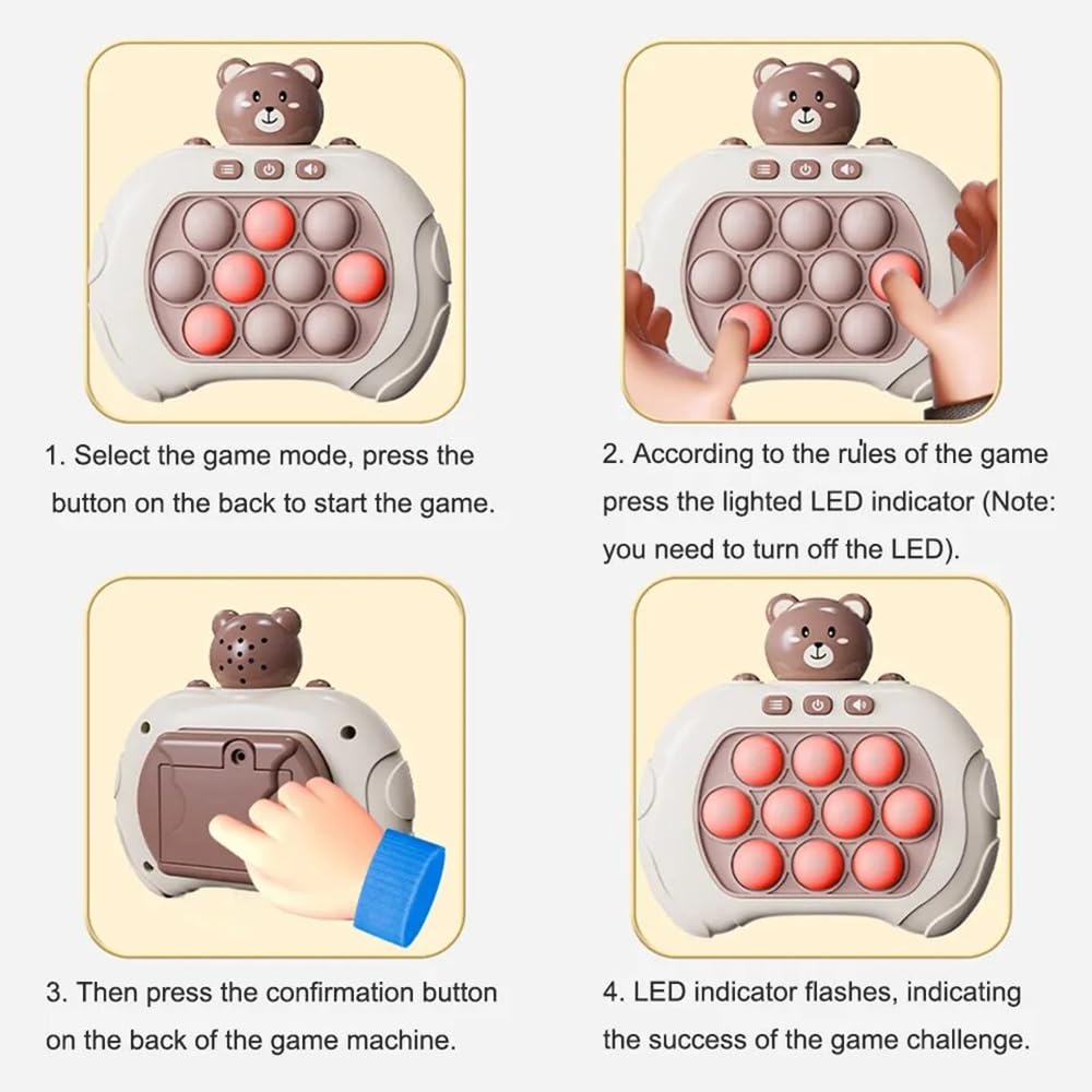 Fiopet Cool Pocket Game for Kids, 2023 New Quick Push Bubble Competitive Console Series, Children's Decompression Breakthrough Puzzle Machine, Sensory Fidget Stress Relief Toys (Rabbit)