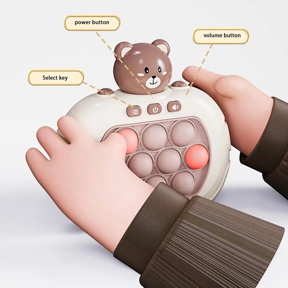 Fiopet Cool Pocket Game for Kids, 2023 New Quick Push Bubble Competitive Console Series, Children's Decompression Breakthrough Puzzle Machine, Sensory Fidget Stress Relief Toys (Rabbit)