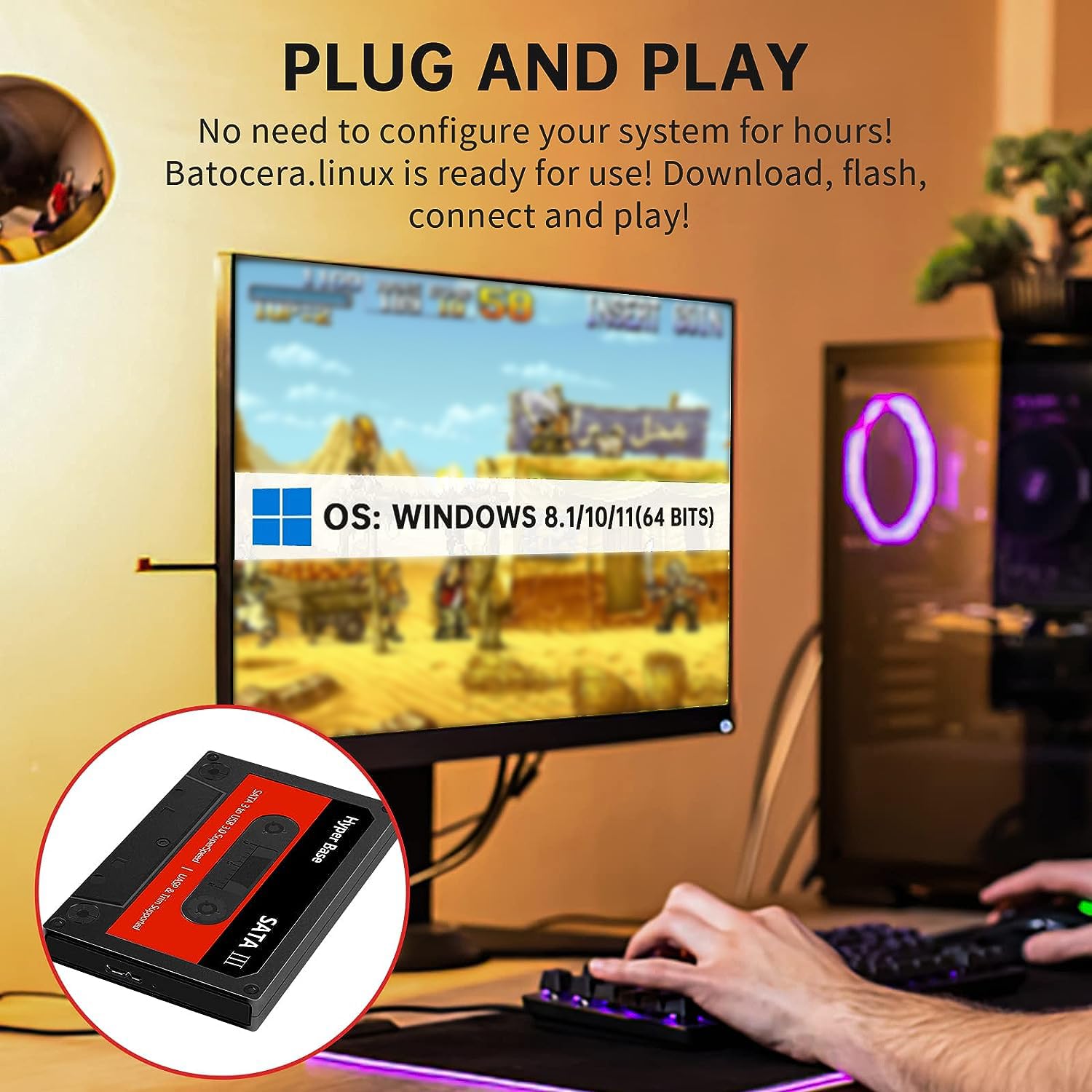 Retro Game Console Made by 2T External Hard Drive, Emulator Console Built-in 52,247 Games, Batocera Game System 84 Emulators Compatible with PS2/WiiU/MAME/X Box/SS, Plug and Play in Windows