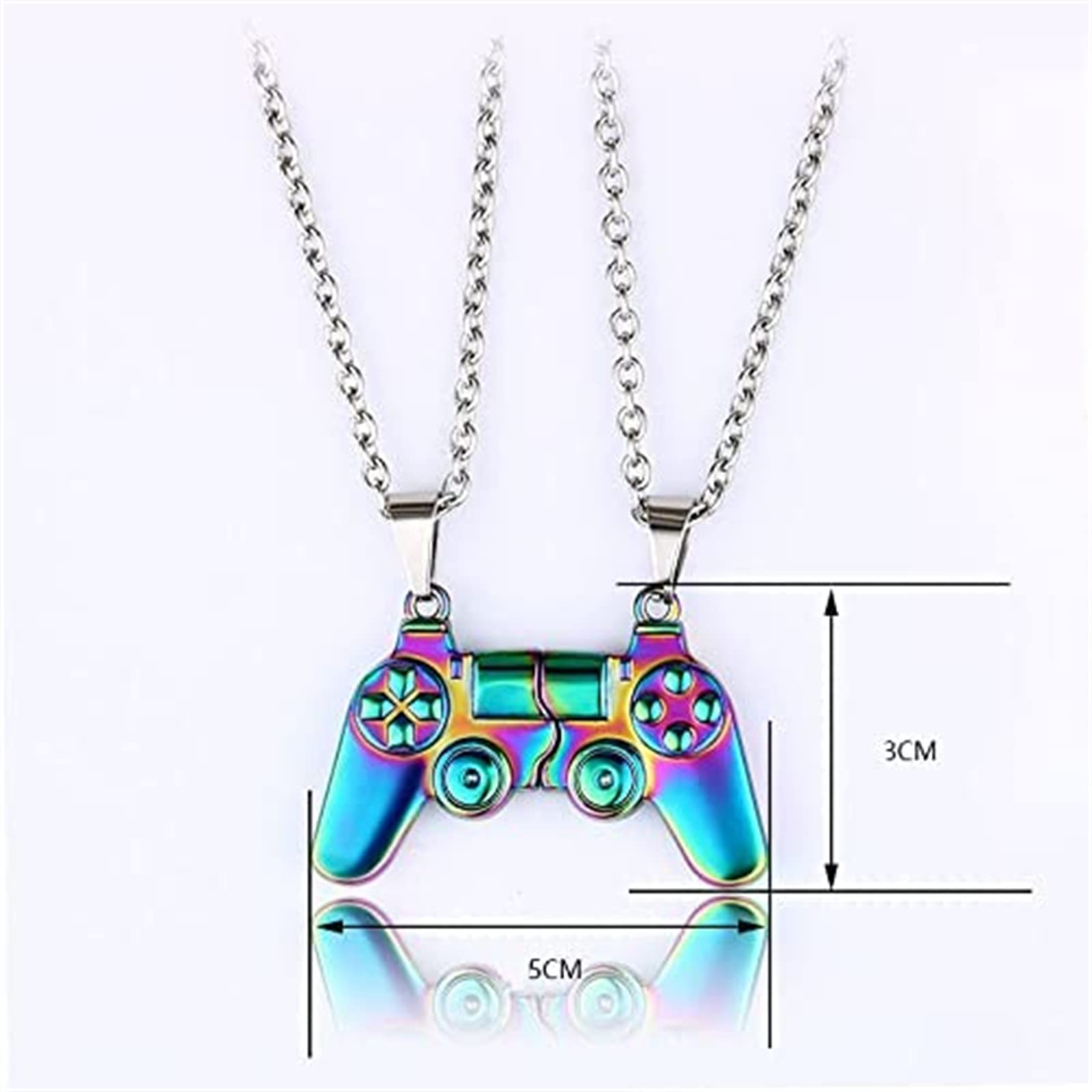 Pingyongchang H&Z Mutual Attraction Game Controller Necklace for Couple Matching Console Handle Pendant for Best Friends Friendship Valentine's Gifts Sister Necklace-colourful