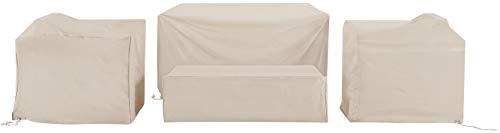 Crosley Furniture Patio Furniture Covers, Waterproof 4-Piece Cover Set for Outdoor Chairs, Loveseat, Table, Tan