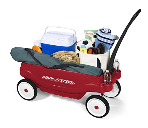 Radio Flyer, Deluxe Family Wagon with Canopy, Plastic Red Wagon, for Ages 1.5+