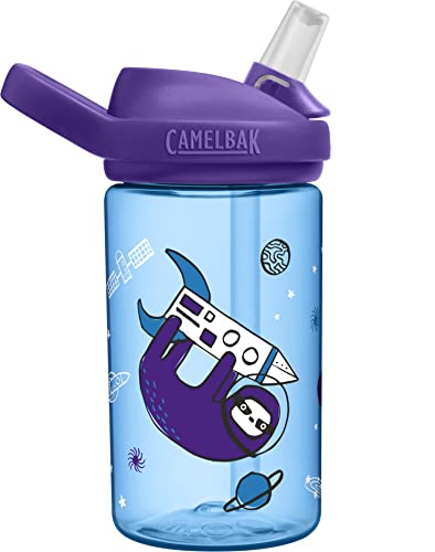CamelBak Eddy+ 14 oz Kids Water Bottle with Tritan Renew – Straw Top, Leak-Proof When Closed, 14oz, Sloths in Space