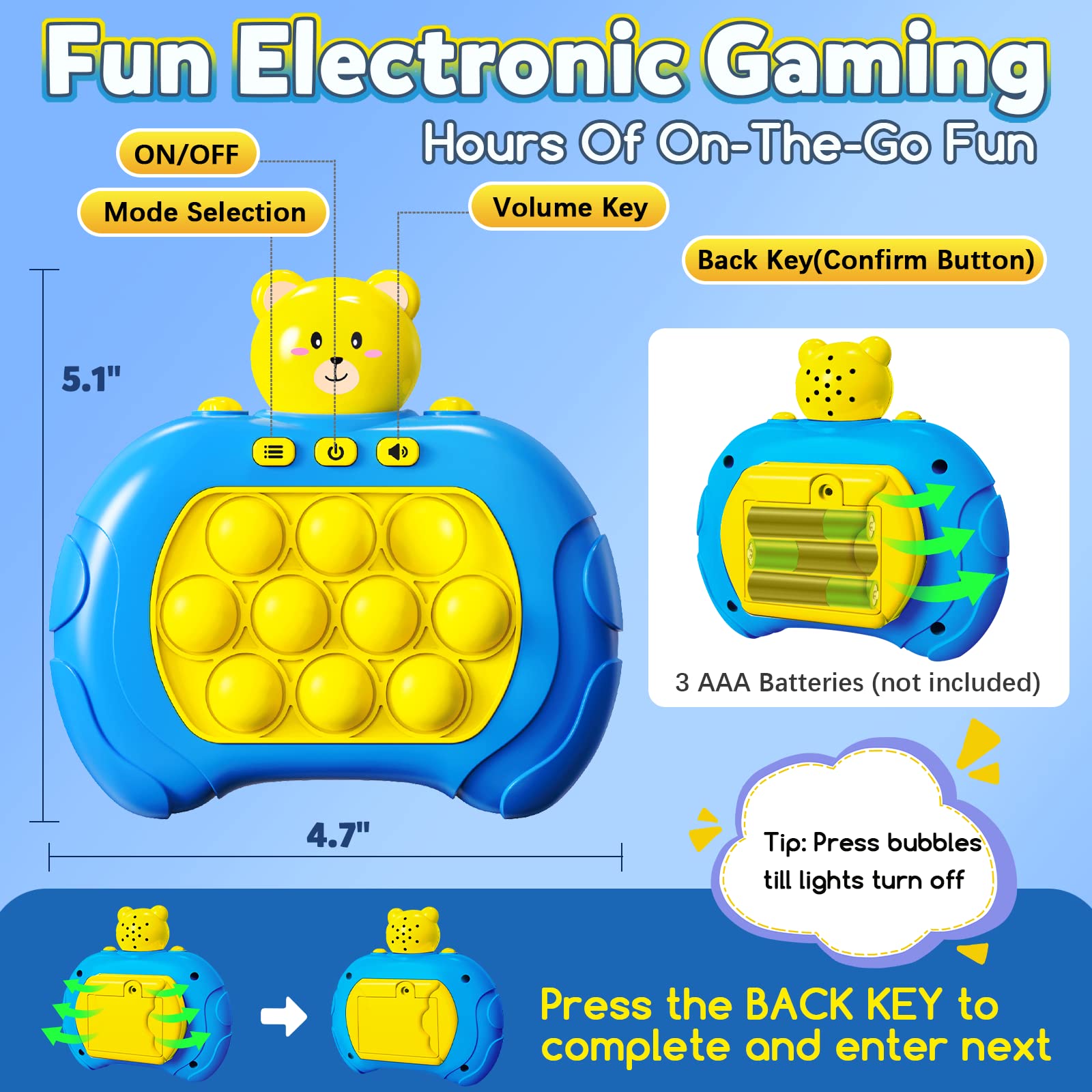 Pop It Game Light Up Fidget Toys - Handheld Sensory Toys for Kids, Teens & Adults - Autism & Birthday Gifts