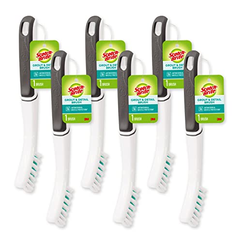 Scotch-Brite Tile & Grout Brush, Strong Bristles to Scrub Away Grime, 6 Count