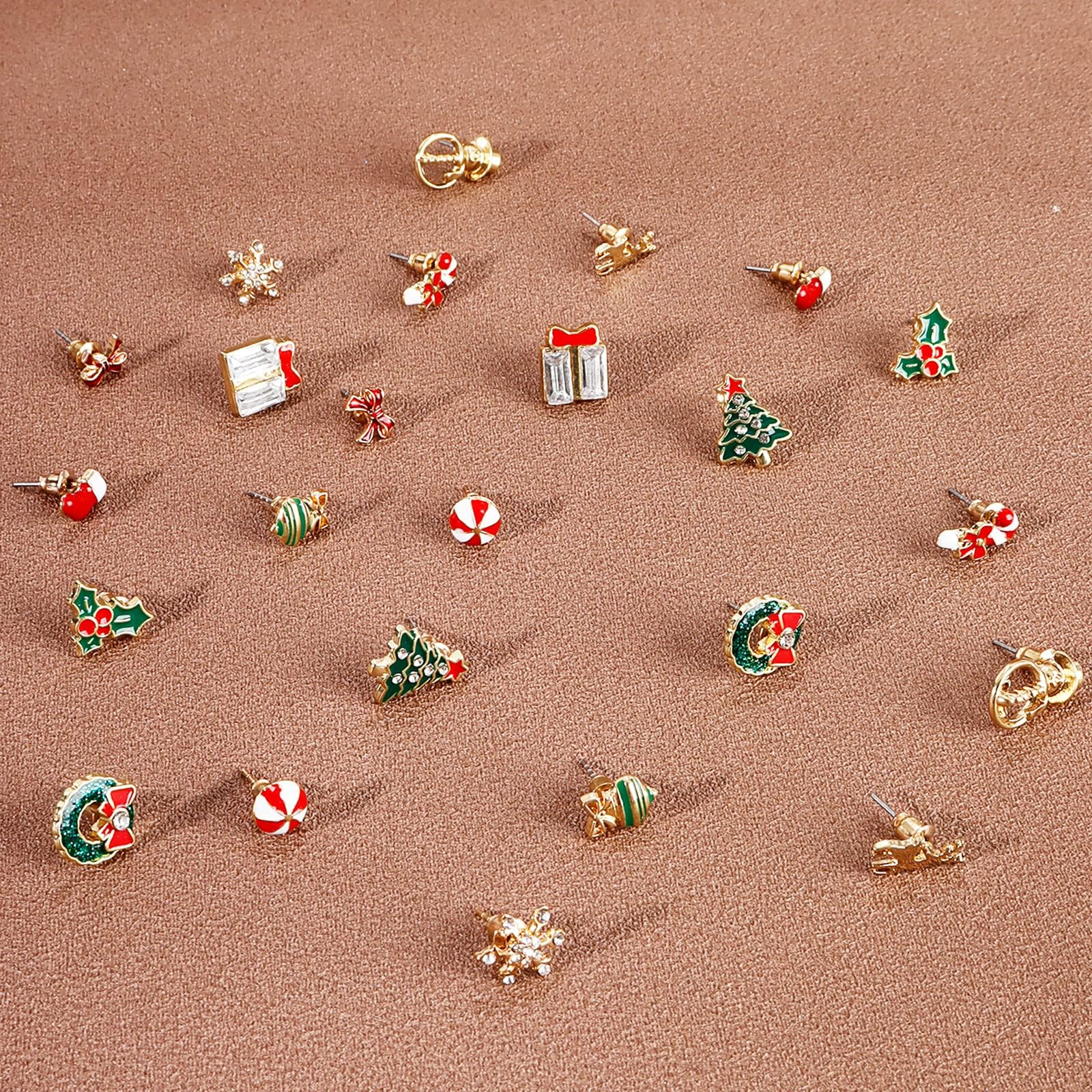 Christmas Earrings for Women Xmas Holiday Dangle Earring Christmas Tree Snowflake Bell Reindeer Stud Earrings Jewelry Costume Outfit Accessories