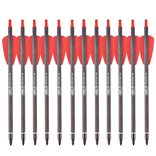NIKA ARCHERY 7.5" Crossbow Bolts Carbon Arrows SP350 for Cobra System R9 Bow Hunting, Pack of 12
