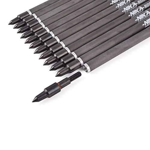 NIKA ARCHERY 7.5" Crossbow Bolts Carbon Arrows SP350 for Cobra System R9 Bow Hunting, Pack of 12