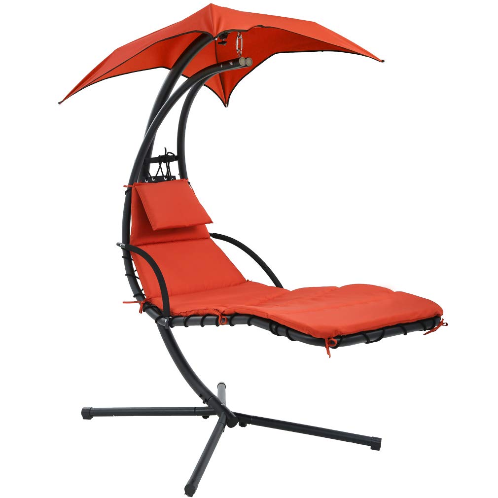 Hammock Chair Hammock Stand Outdoor Chair Patio Lounge Chair Outdoor Hanging Chair Patio Swing Chair for Adults Backyard Garden Deck Chair with Canopy Umbrella Free Standing Floating Bed Furniture