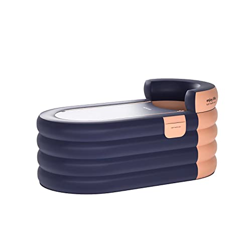 Inflatable adult bathtub with wireless electric air pump,Suitable for hot water bath & ice bath(grapefruit tangerine)