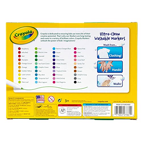 Crayola Ultra Clean Fine Line Washable Markers, Kids Markers For School, Back To School Gifts, 40 Count