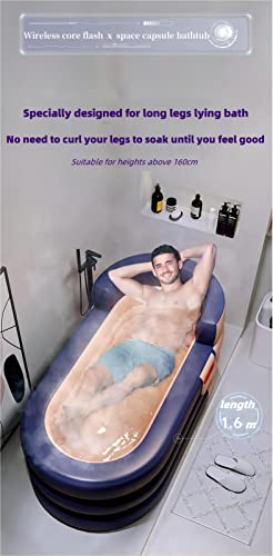 Inflatable adult bathtub with wireless electric air pump,Suitable for hot water bath & ice bath(grapefruit tangerine)