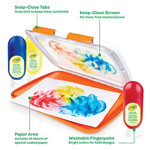 Crayola Washable Finger Paint Station, Less Mess Finger Paints for Toddlers, Kids Gift