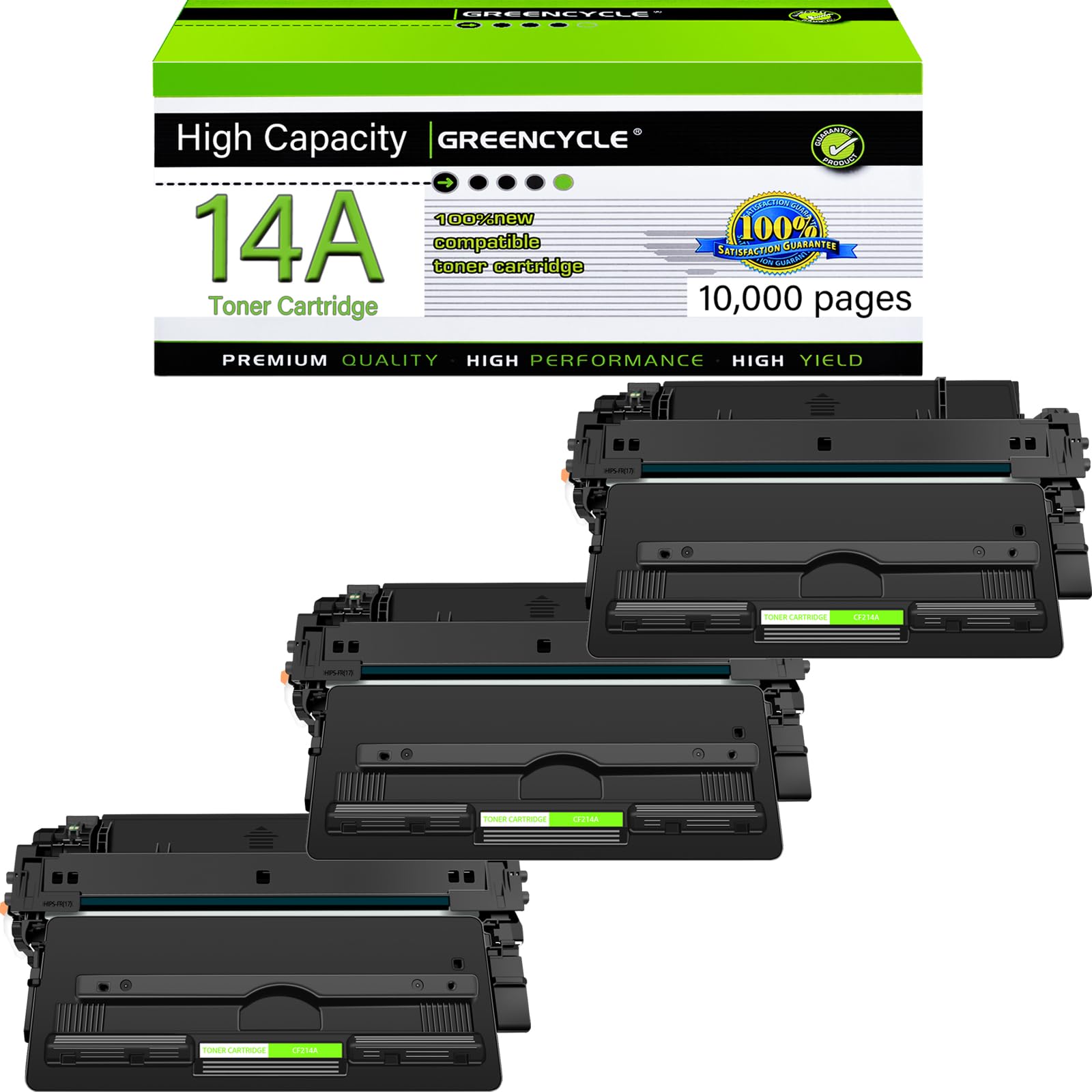 greencycle Compatible Toner Cartridge Replacement for HP 14A CF214A use in M712 M712dn M712xh MFP M725 M725dn M725f Series Printer ( 3-Pack, Black )