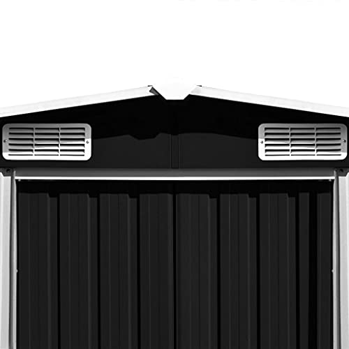 vidaXL Garden Shed with Sliding Doors and Vents Lockable Garden Backyard Utility Tool House Log Cabin 228.3" Metal Anthracite