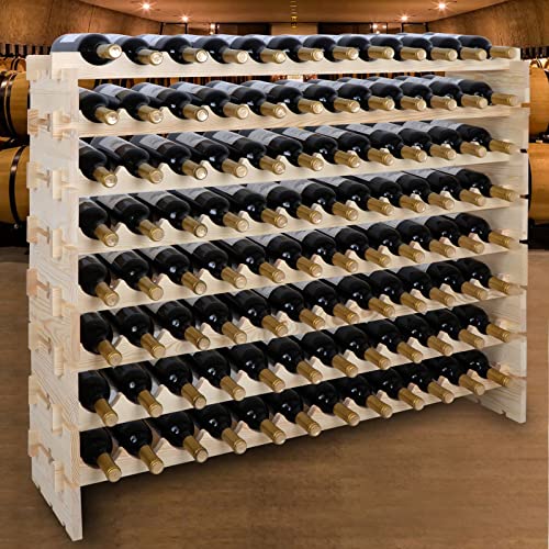ZenStyle 6 Tier Premium Wood Wine Rack Storage Stand 72 Bottles Capacity Stackable Storage Display Shelf Floor Freestanding Wine Cabinet, Wobble-Free