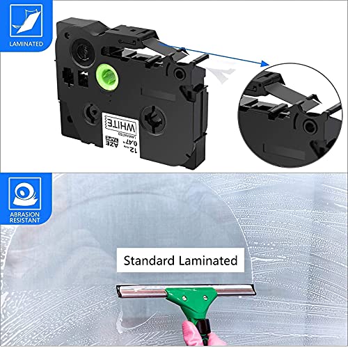 GREENCYCLE 15 Pack Compatible for Brother P Touch TZe-231 AZE 231 TZS231 TZ-S231 1/2" 12mm 0.47 inch Laminated Black on White TZ TZe Label Tapes Used in P Touch PTH110 PT-D200 PTD600 D400