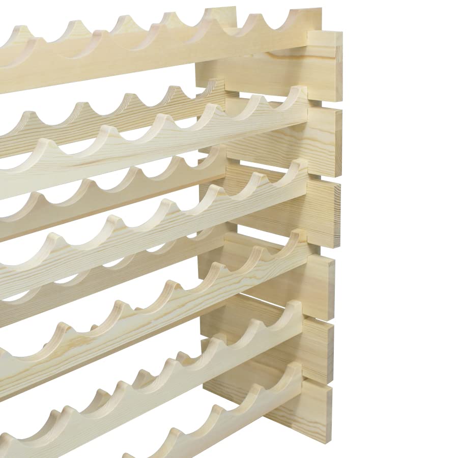 ZenStyle 6 Tier Premium Wood Wine Rack Storage Stand 72 Bottles Capacity Stackable Storage Display Shelf Floor Freestanding Wine Cabinet, Wobble-Free
