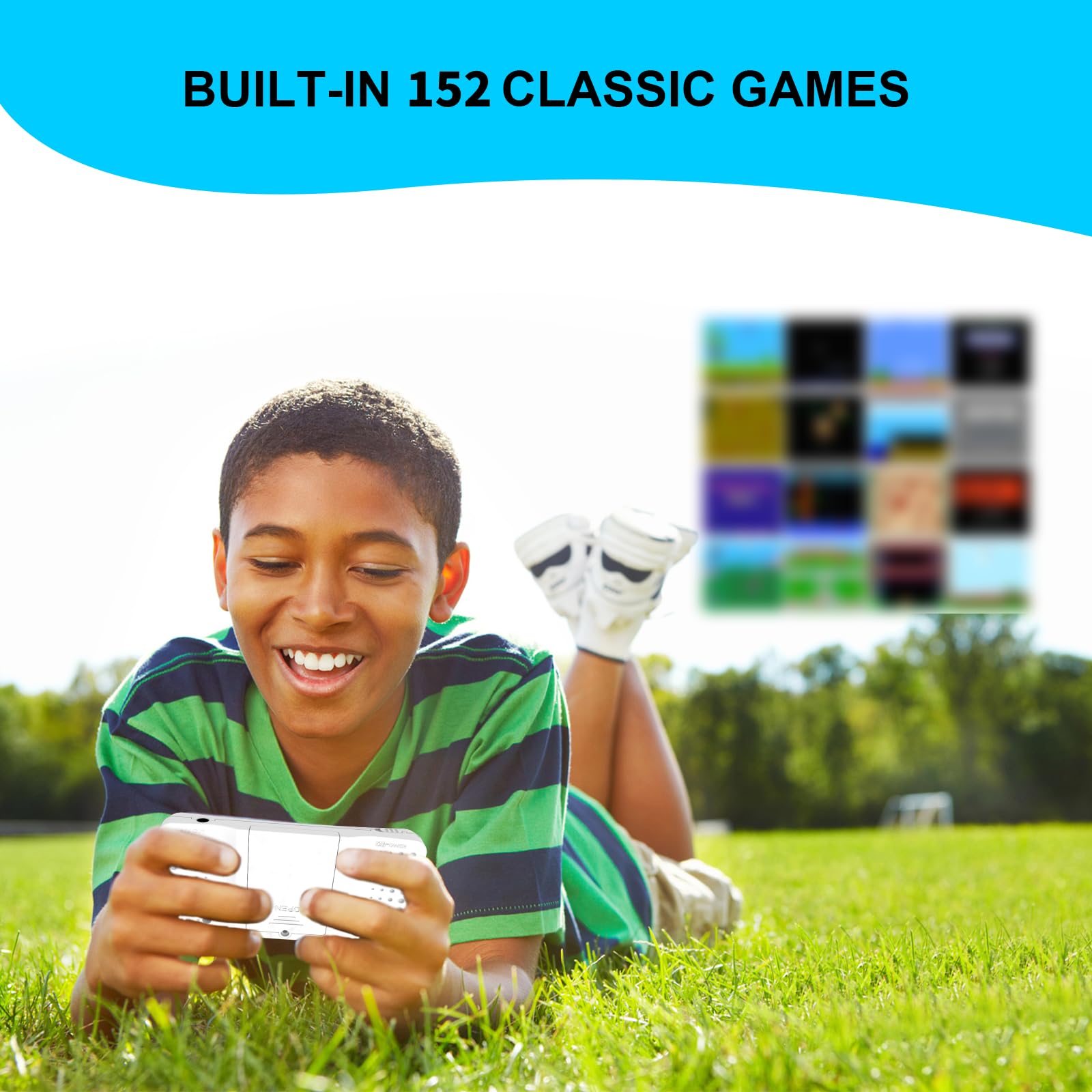 Handheld Games for Kids Adults 2.5 Inch LCD Retro Games Console with 162 Classic Video Games Support AV Output, Electronic Travel Games Player for Birthday Xmas Gift (Blue with 152 Games)