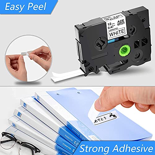 GREENCYCLE 15 Pack Compatible for Brother P Touch TZe-231 AZE 231 TZS231 TZ-S231 1/2" 12mm 0.47 inch Laminated Black on White TZ TZe Label Tapes Used in P Touch PTH110 PT-D200 PTD600 D400