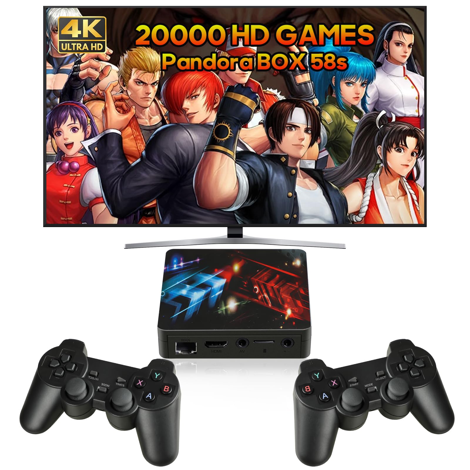 Akaxi Arcade Game Box, Plug and Play Retro Game Console, Pre-installed with over 20,000 classic games, 4K HD Output,TV PC Projector, Supports Up to 4 Players, Search, Save, Hide, Favorites List