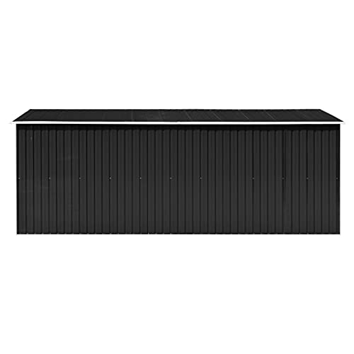 vidaXL Garden Shed with Sliding Doors and Vents Lockable Garden Backyard Utility Tool House Log Cabin 192.5" Metal Anthracite