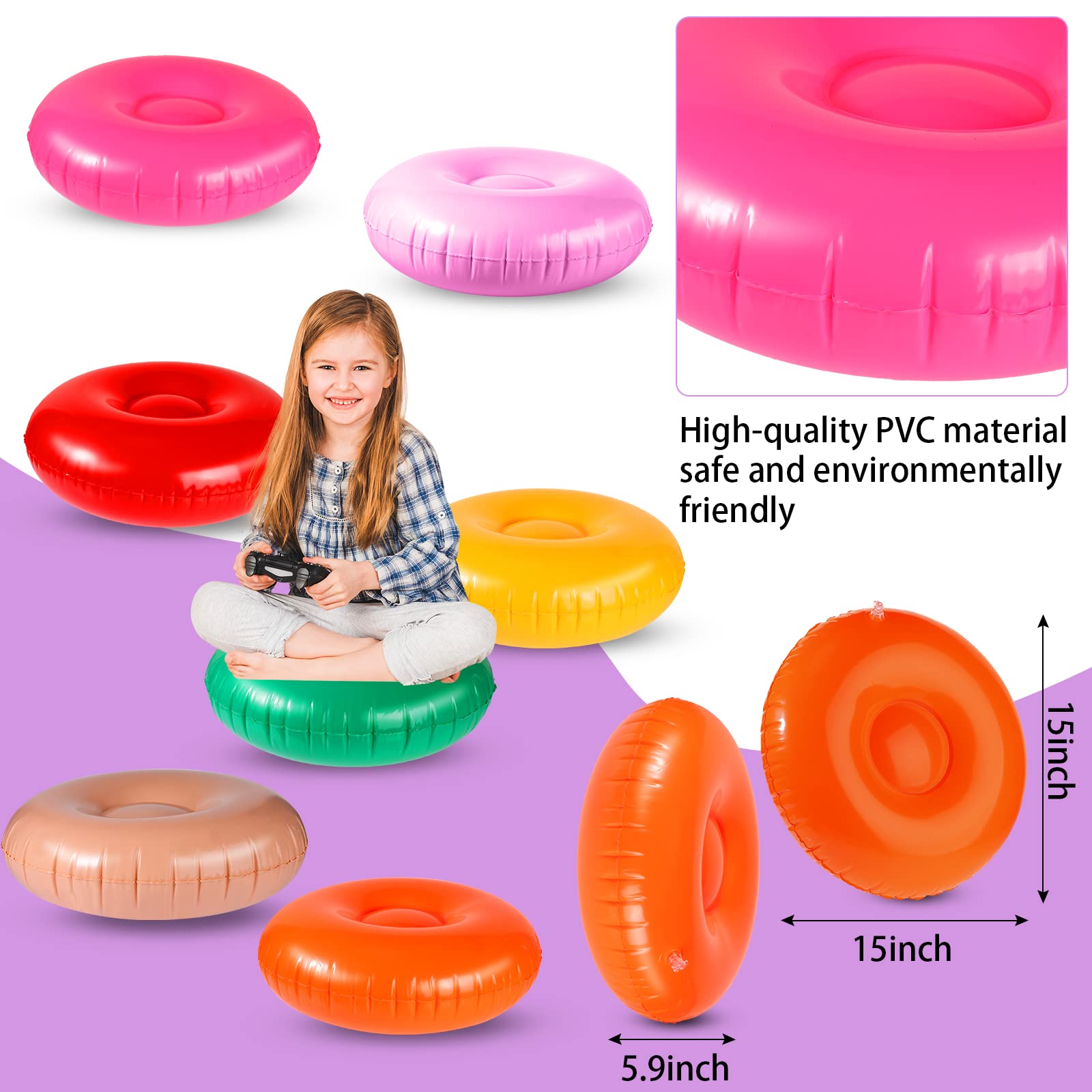 12 Pcs Flexing Seating for Classroom Elementary Inflated Wobble Cushion Wiggle Seat with Pump for Sensory Kids and ADHD Kids Portable Sensory Cushion Seat for School Classroom Home Office Yoga
