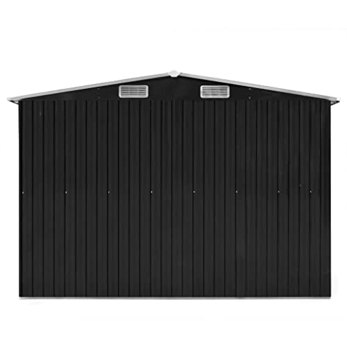 vidaXL Garden Shed with Sliding Doors and Vents Lockable Garden Backyard Utility Tool House Log Cabin 192.5" Metal Anthracite
