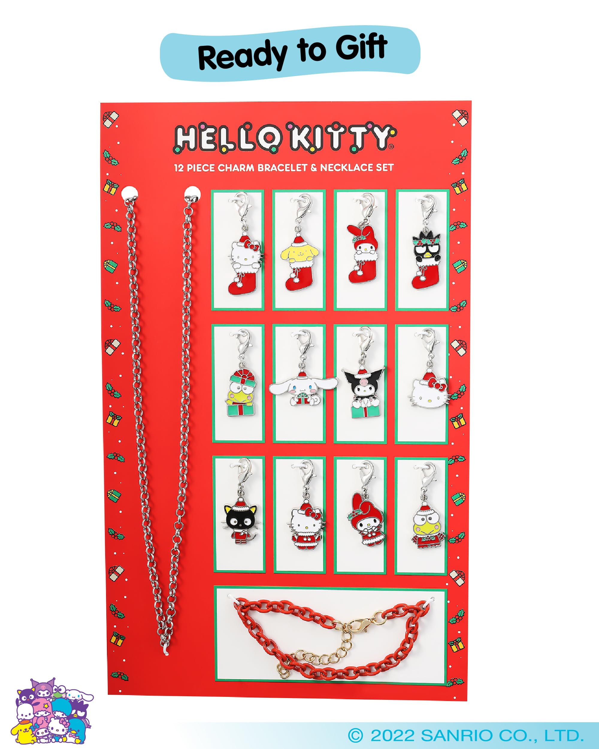 Hello Kitty and Friends Necklace, Bracelet, and 12 Sanrio Charms Advent Set - Official License Jewelry Advent