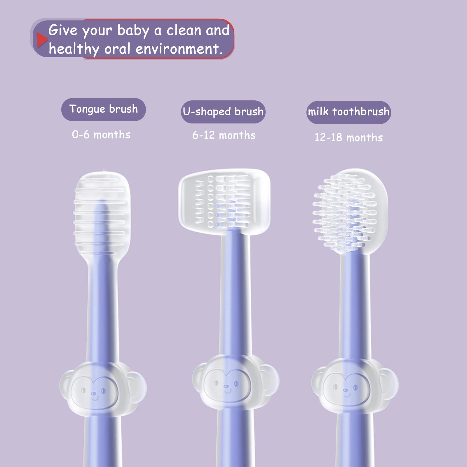 OUROBOT Baby Toothbrush, Baby Tongue Cleaner, Toddler Multifunction Silicone Toothbrush Set