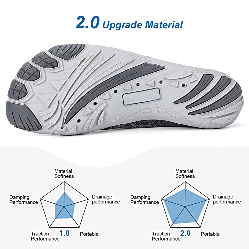 HIITAVE Men Barefoot Water Shoes Beach Aqua Socks Quick Dry for Outdoor Sport Hiking Swiming Surfing Gray 9.5 M US Men