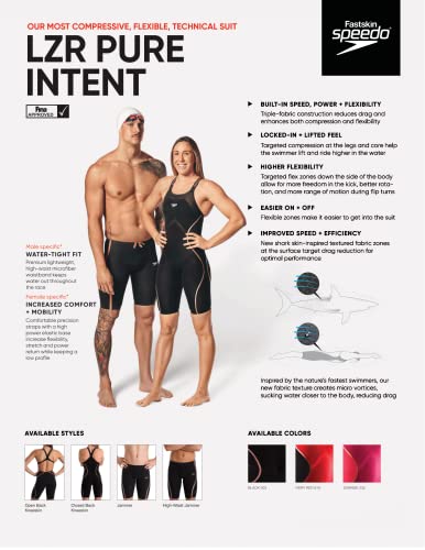 Speedo Women's Fastskin LZR Pure Intent Closed Back Kneeskin Black/Rose Gold 22