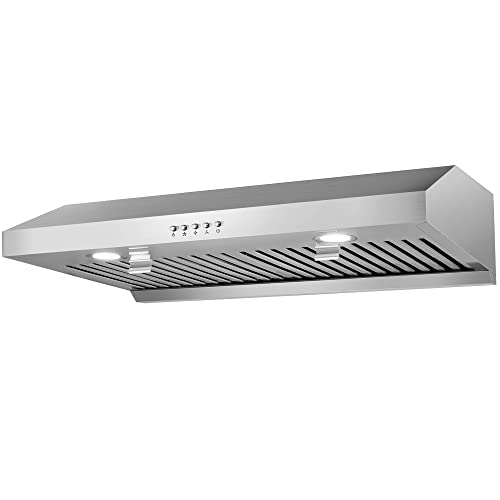HTH HTHomeprod 30 Inch Under Cabinet Range Hood Powerful Dual Motor 3 Speed 480 CFM Stainless Steel Filter