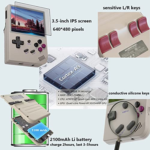 KJArrow RG35XX Retro Handheld Game Console Purple, 3.5 Inch IPS Screen Game Built-in 5000+ Games, Classic Video Game Player Support 2 Players and TV, Multi-emulator Portable Game for Adults