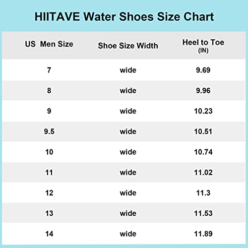 HIITAVE Men Barefoot Water Shoes Beach Aqua Socks Quick Dry for Outdoor Sport Hiking Swiming Surfing Gray 9.5 M US Men